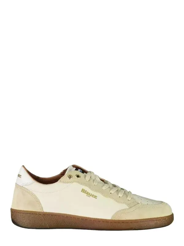 BLAUER. Perforated Panelled Leather Sneakers - Neutrals