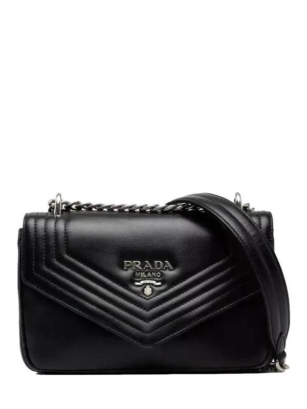 Prada 2013-2026 Nappa Diagramme Flap Crossbody Bag - Black