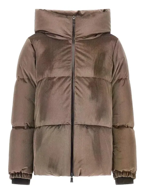 Herno Quilted Hooded Cordurou Padded Jacket - Brown