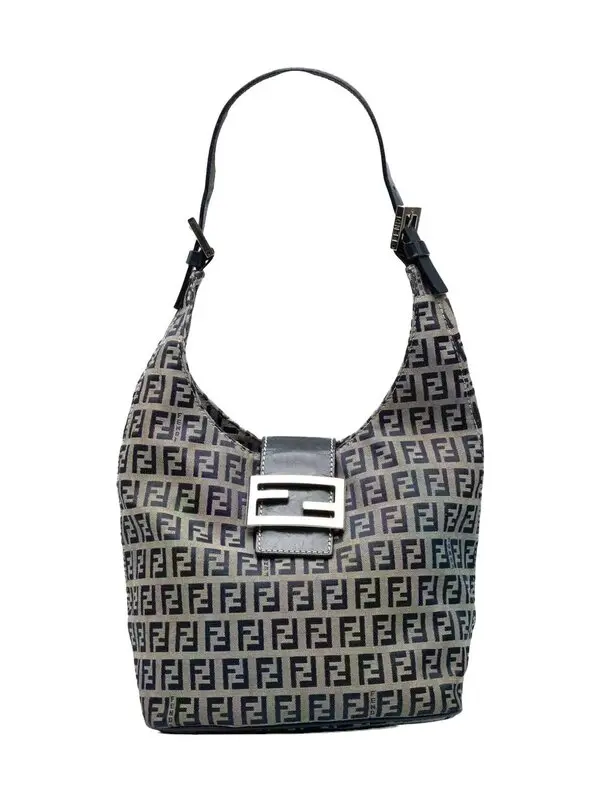 Fendi 2000-2010 Zucchino Canvas Shoulder Bag - Grey
