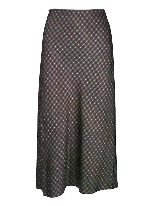Vince Check-print Midi Skirt - Black