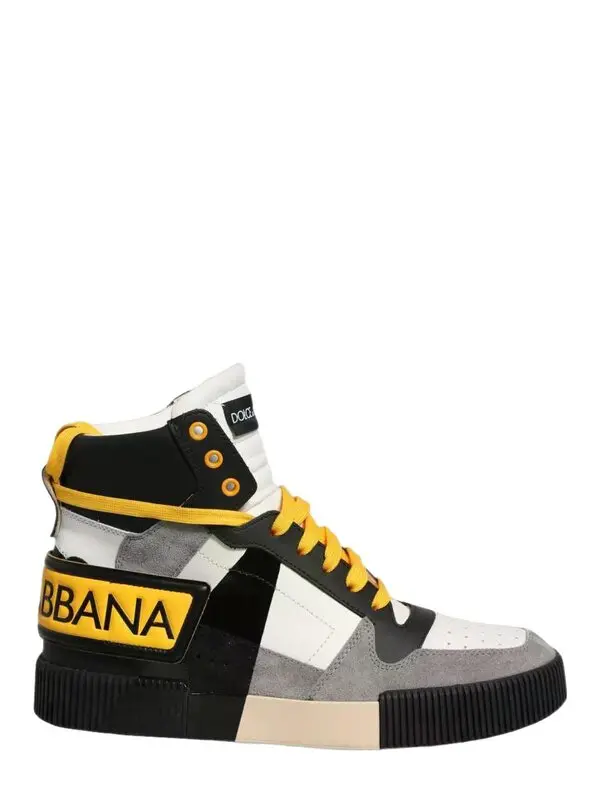 Dolce & Gabbana Multicolor Leather High-top Sneakers - White