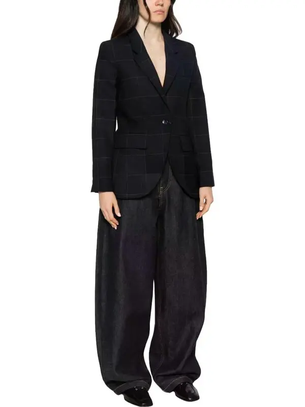 Marella Check-pattern Single-breasted Jacket - Blue