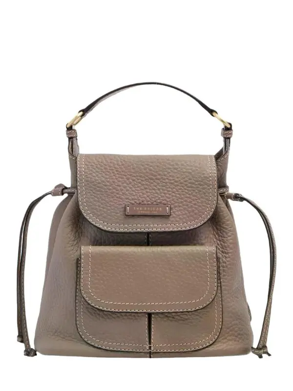 THE BRIDGE Pebbled Leather Backpack - Neutrals