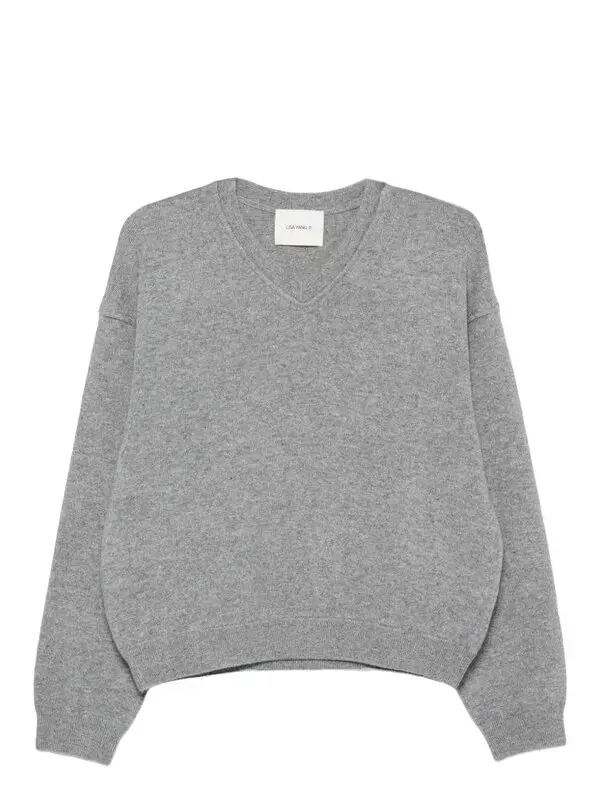 LISA YANG Cyrilla V-neck Dropped-shoulder Sweater - Grey