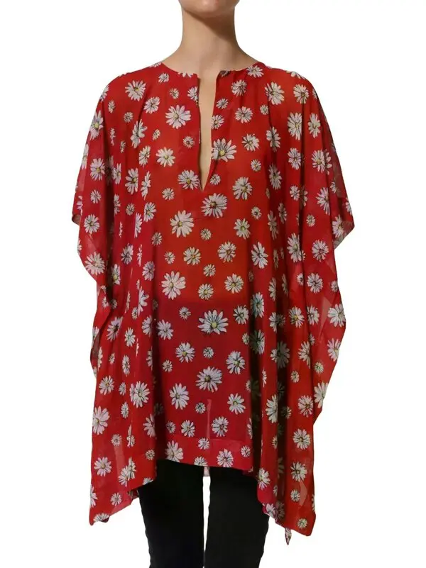 Dolce & Gabbana Floral-print V-neck Kaftan - Red