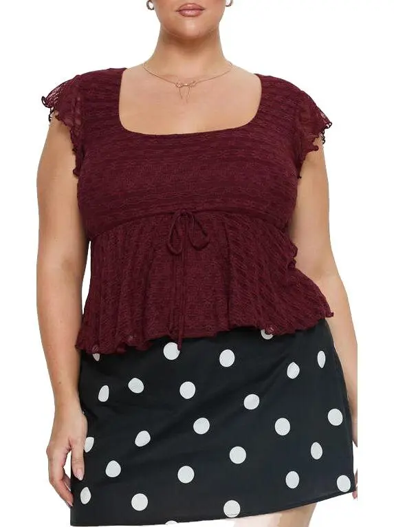 Princess Polly Auroraah Frill Lace Top - Cherry