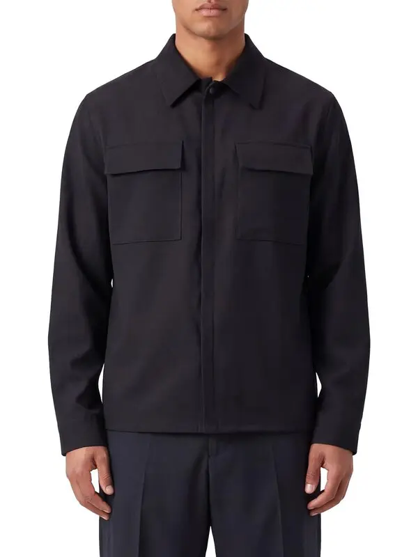 HEVO Virgin Wool Blend Shirt With Concealed Fastening And Patch Pockets - Black