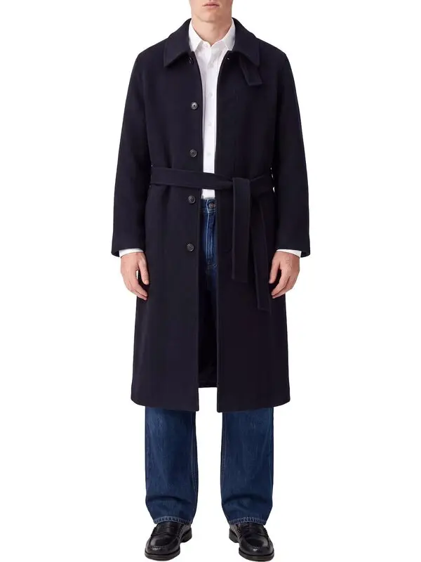 DUNST Knee-length Single-breasted Coat In Wool And Cashmere With Belt - Black