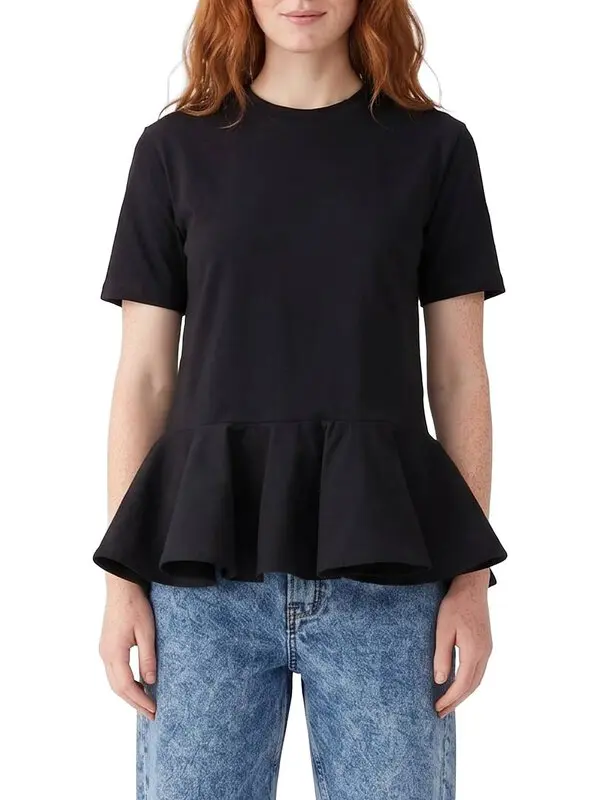 Alaïa Ruffled-hem Crewneck Cotton T-shirt - No