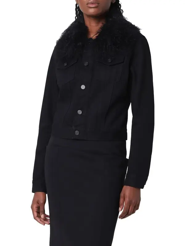 Alaïa Cotton Denim Jacket With Patch Pockets And Buttons - Ebony