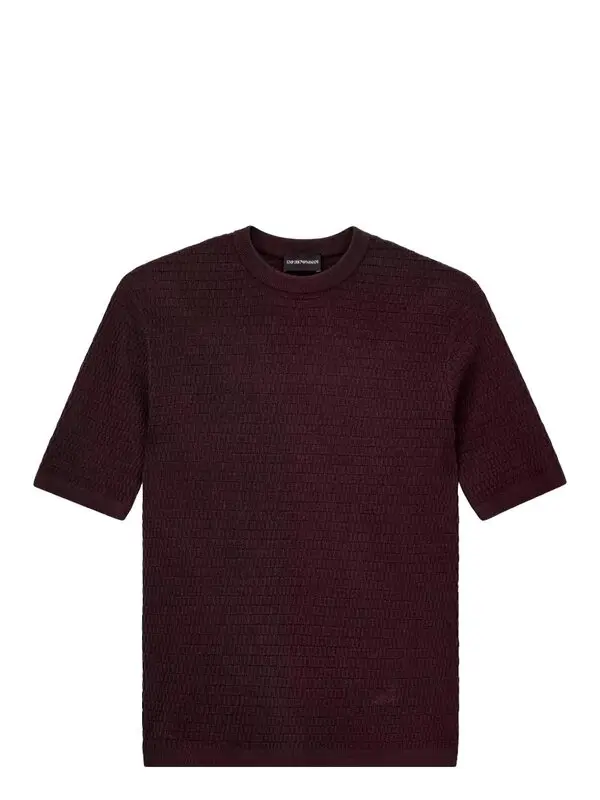 Emporio Armani Virgin-wool Sweater With Textured Knit - Red