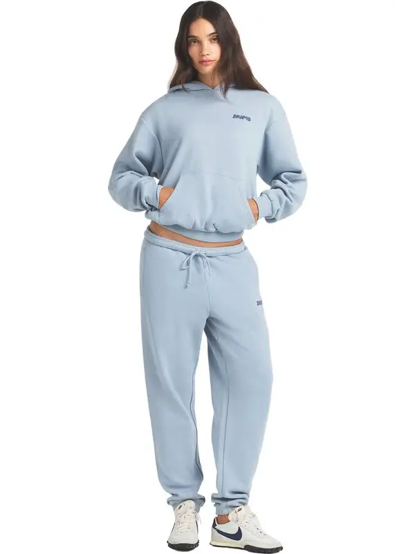 SKIMS Logo Hoodie | Blue | | Cotton Fleece - Fog