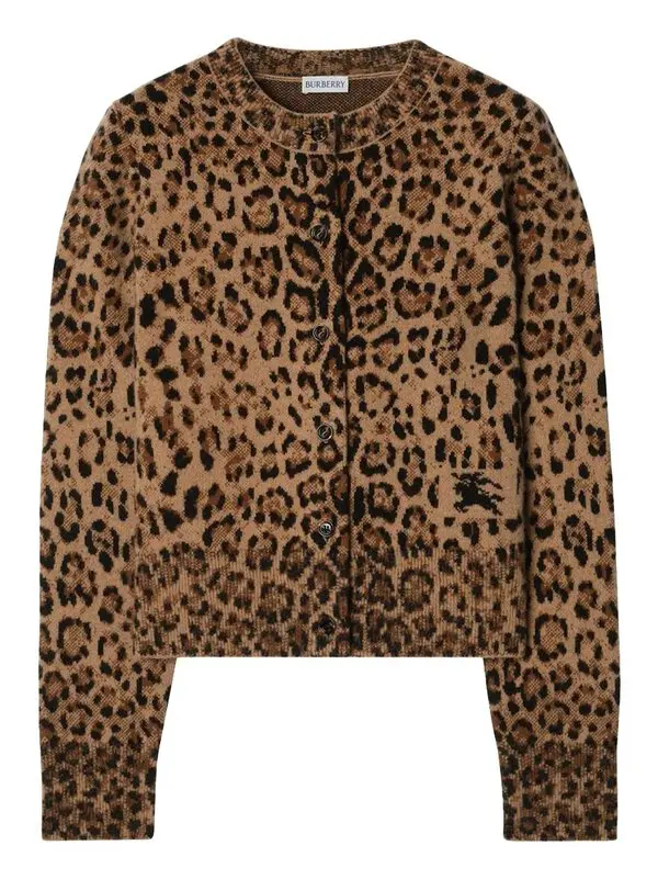 Burberry Sienna Wool-cashmere Crewneck Cardigan - Leopard