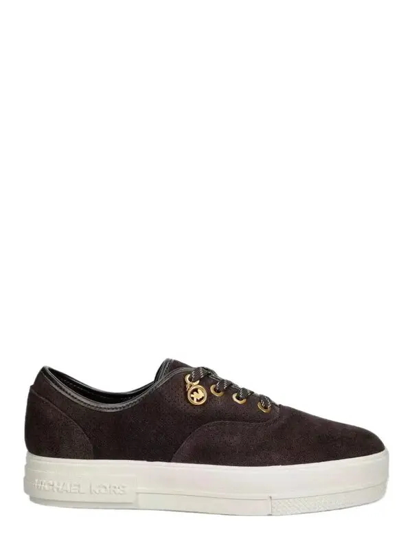 Michael Kors Lindsey Platform Sneakers In Perforated Suede - Brown