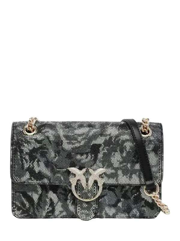 Pinko Mini Love Bag One Light Fully Rhinestoned Crossbody Bag - Grey