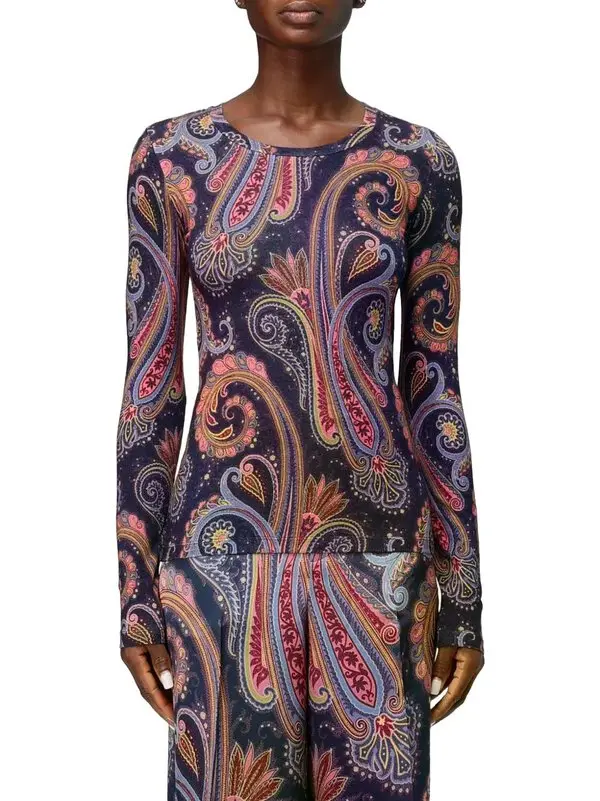 Etro Paisley-print Long-sleeve T-shirt - Blue