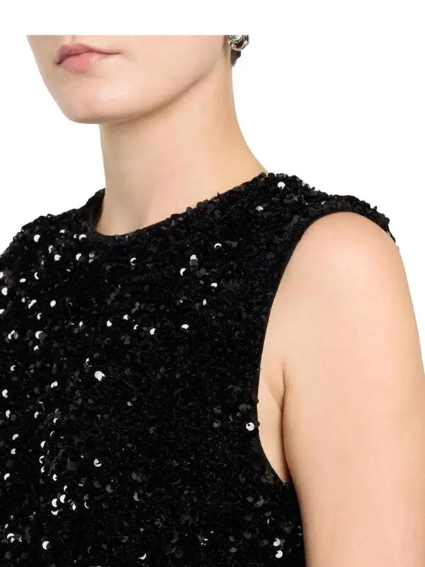 Vince Sequined Tank Top - Black