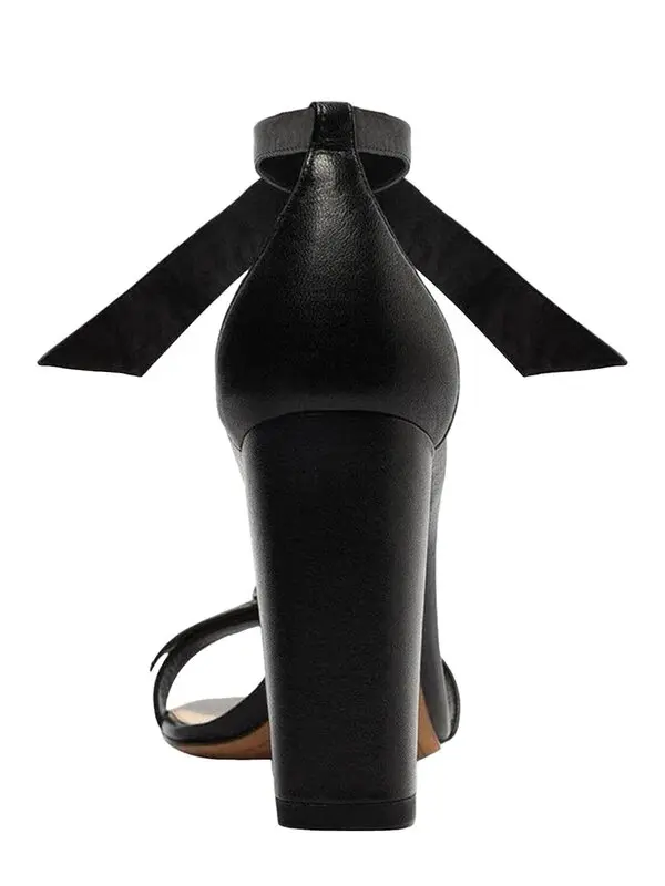 ALEXANDRE BIRMAN Clarita Leather Bow Ankle-strap Sandals - Black