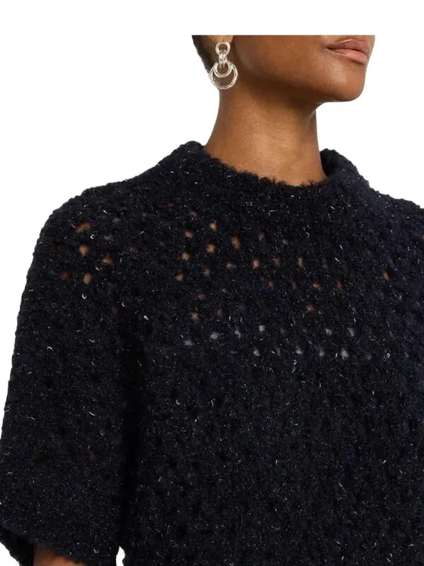 Peserico Metallic Knitted Stretch-cotton Sweater - Blue Cosmi