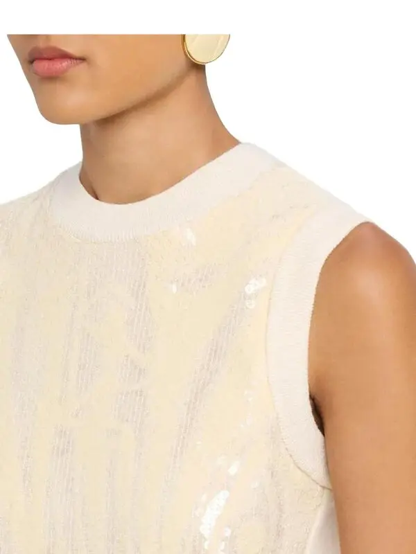 Peserico Sequin Stretch Knit Tank Top - Comet Whit