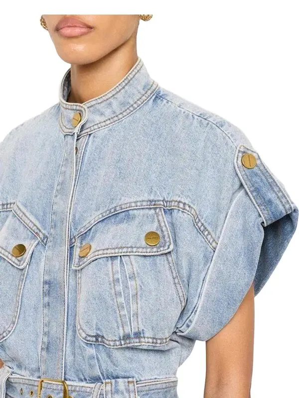 Zimmermann Denim Utility Mini Dress - Sea Foam