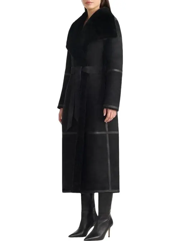 Mackage Marian Reversible Wrap Coat - Black-black