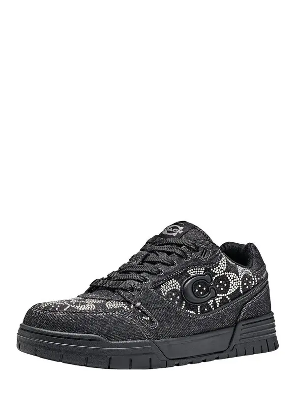 COACH Soho Crystal Signature Denim Sneakers Flat Shoes - Black