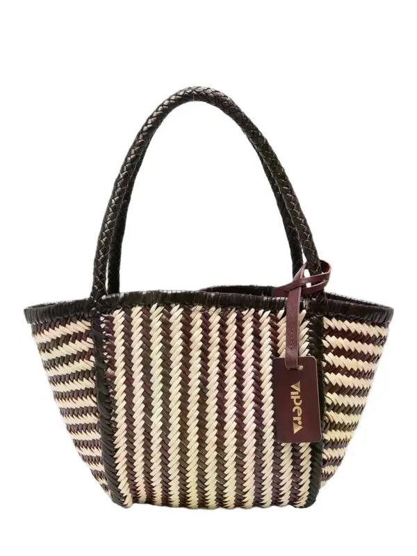 VIPERA Ruby Stripes Woven-design Leather Tote Bag - Neutrals