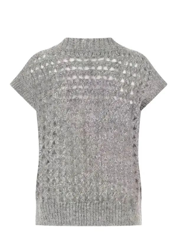 PANICALE Sequin-embellished Open-knit Sweater - Grey