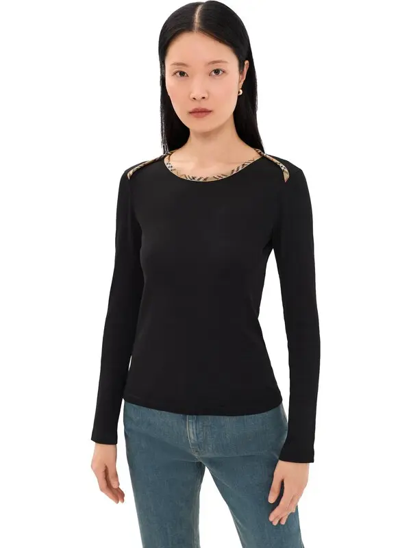 Burberry Stephanie Long Sleeve Top - Black
