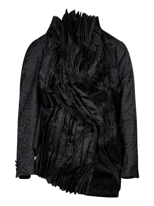 Comme Des Garçons Jacquard Ruched Pleated Jacket - Black