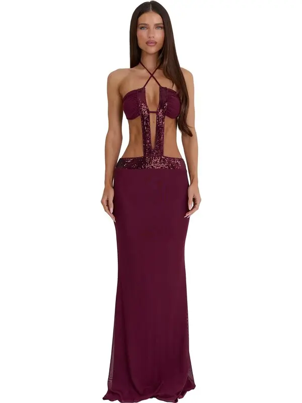 OUTCAST Veya Maxi Dress Burgundy - Red