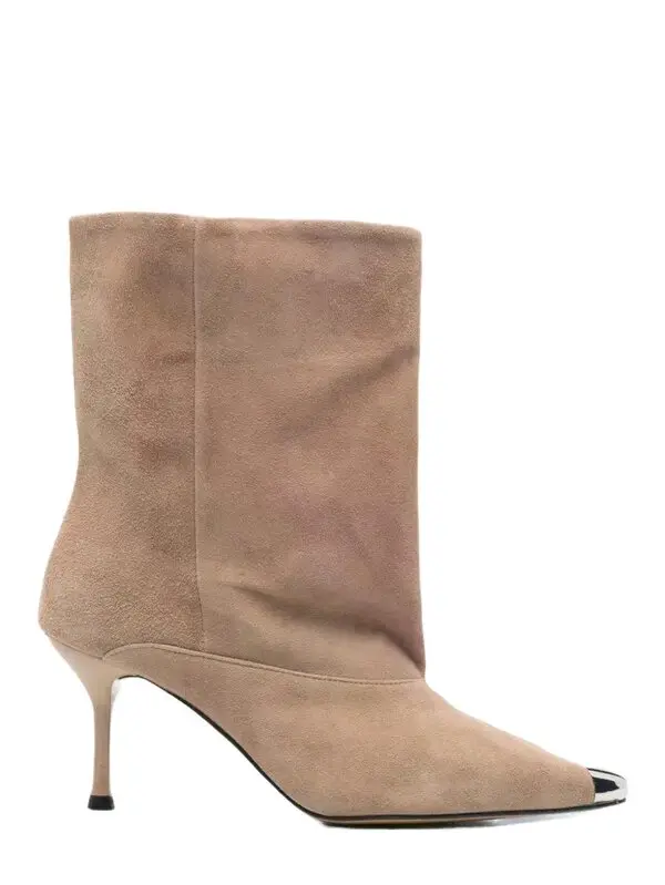 DIVINE FOLLIE Metal-toe-cap Pointed-toe Boots - Neutrals