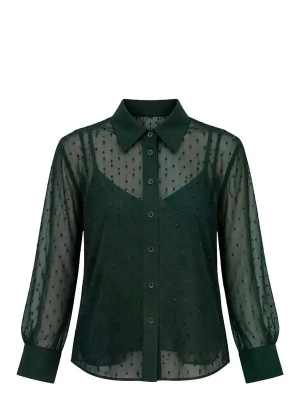 Liu Jo Shirt In Tulle With Jewel Embroidery - Green
