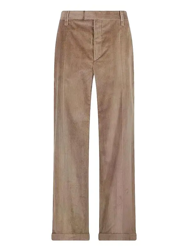 Brunello Cucinelli Corduroy-textured Turned-up Trousers - Brown