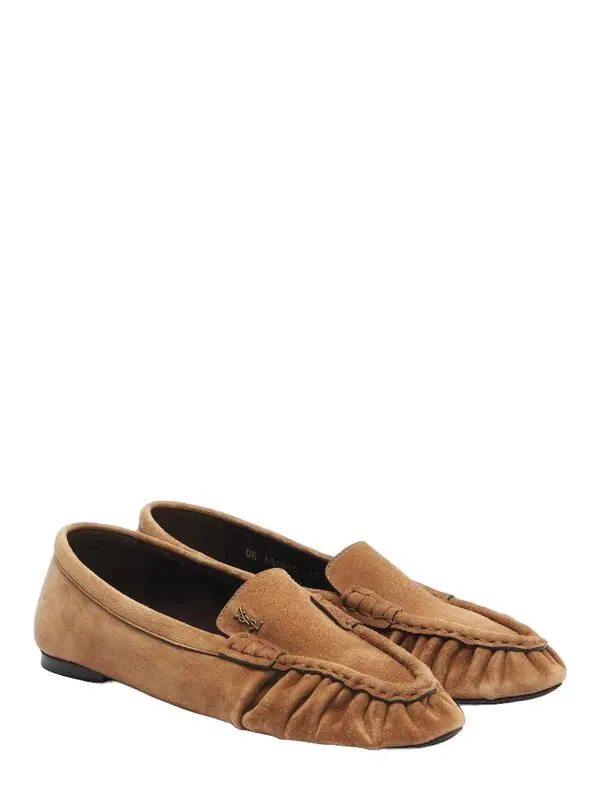 Saint Laurent Loaferino Suede Loafers - Faded Rock