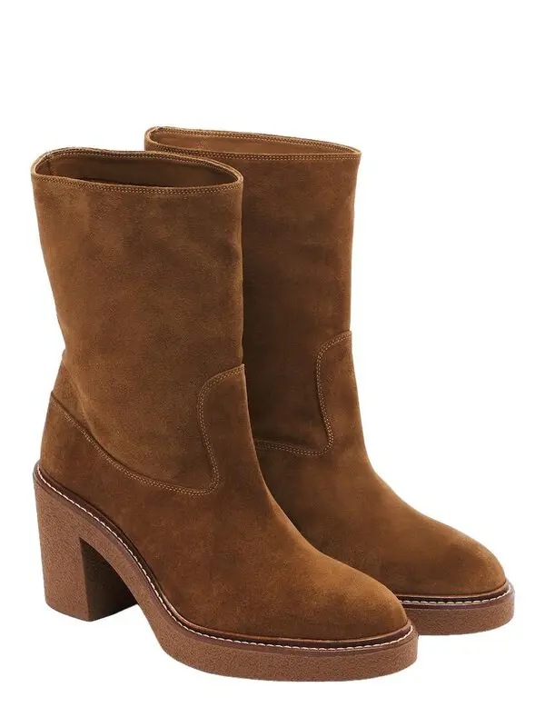 AQUAZZURA Valley Suede Ankle Boots - Brown