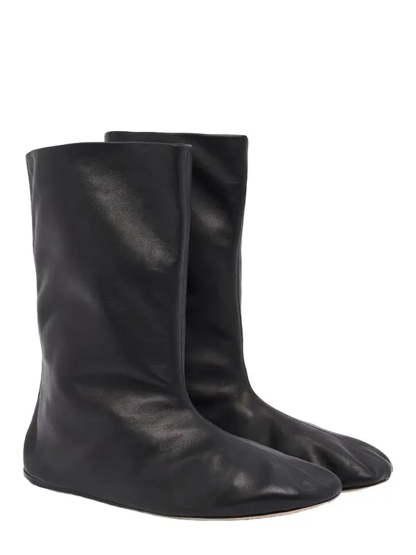THE ROW Esther Leather Mid-calf Boots - Black