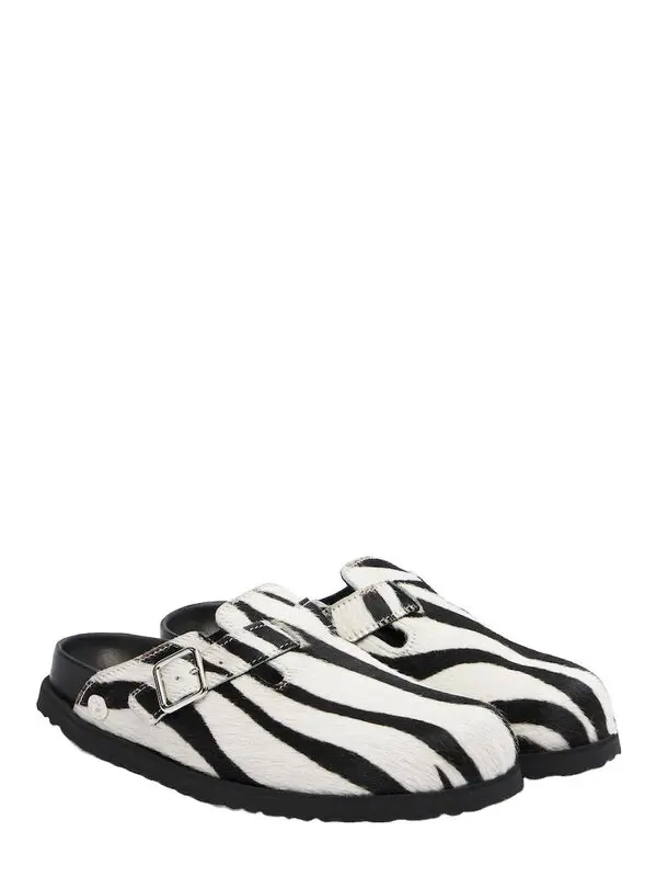 BIRKENSTOCK Boston Zebra-print Calf Hair Clogs - Black