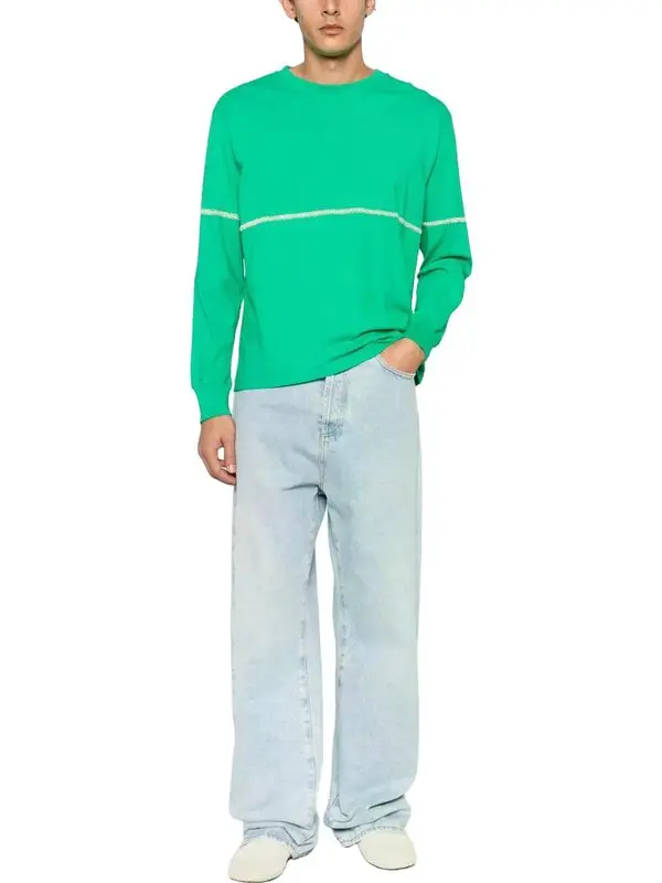 KARTIK RESEARCH Rabari Whipstitch-trim Top - Green