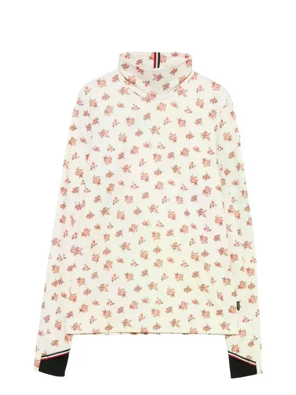 Moncler Floral-print Turtleneck Base Layer - Neutrals