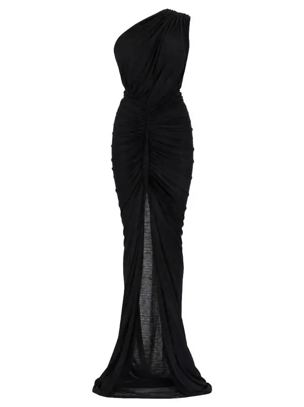 Rick Owens Avra One-shoulder Ruched Maxi Dress - Black
