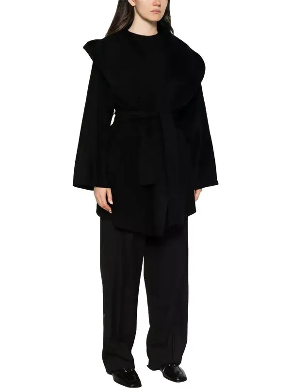 Marella Belted Hooded Coat - Black