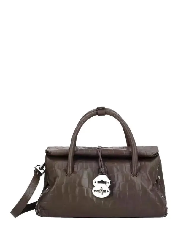 ZANELLATO Small Dotta Crocodile-effect Shoulder Bag - Brown