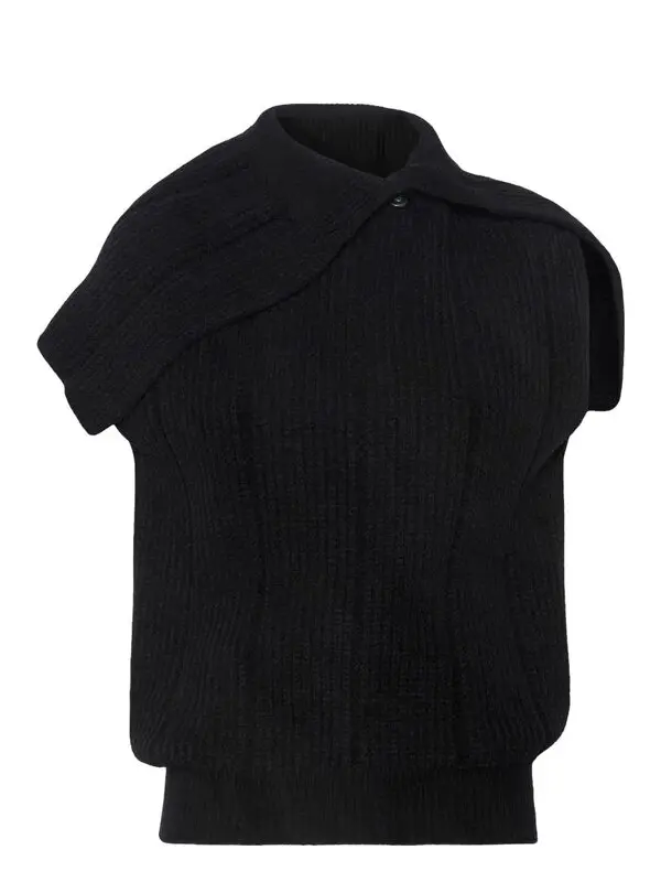 Sportmax Ribbed Asymmetric Sweater - Black