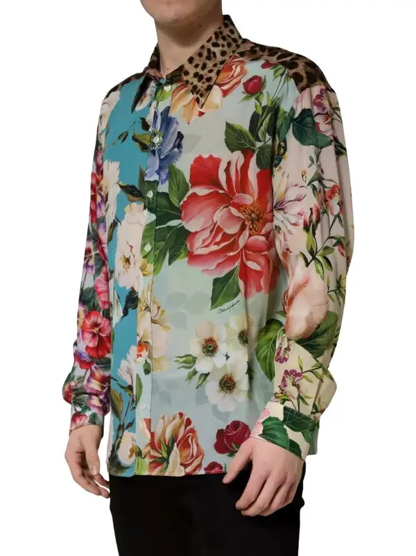 Dolce & Gabbana Floral Leopard-print Shirt - Blue