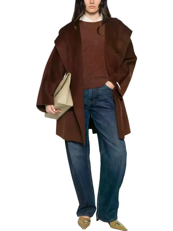Marella Hooded Belted Coat - Brown