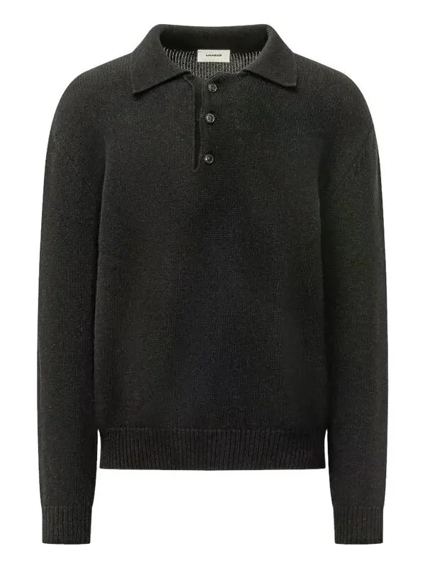 A PAPER KID Knitted Long-sleeve Polo Shirt - Grey