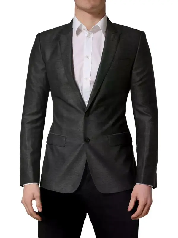 Dolce & Gabbana Dark Gray Wool Slim Fit Coat Jacket - Grey
